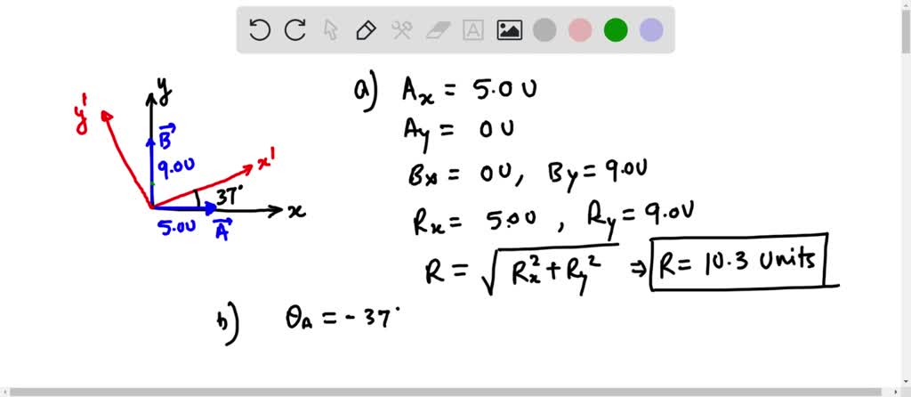 SOLVED: Two vectors, A and B. are drawn 0n an X Y coordinate system, as shown: Vector has ...