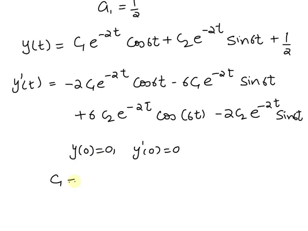 SOLVED: Consider the initial value problem: my” + cy' + ky = F(t), y(0 ...