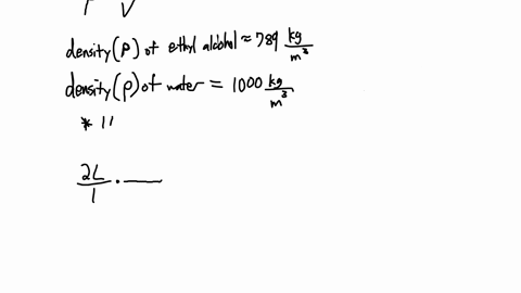 If 2 l of ethyl alcohol is mixed with 15 l of water how many...