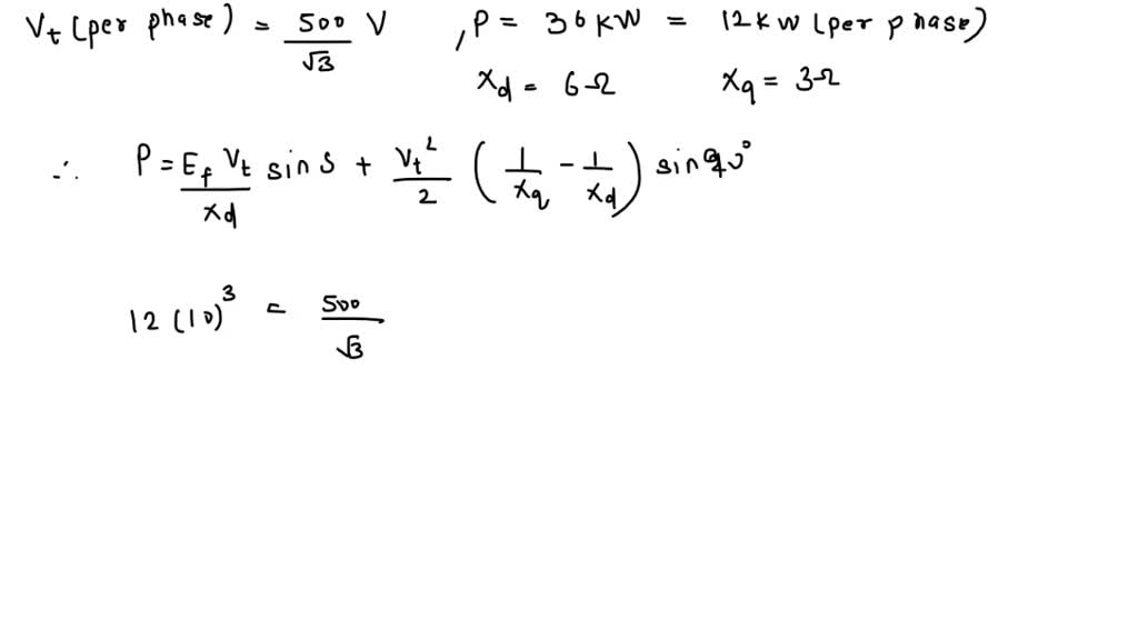 SOLVED: A three phase salient pole, 440 volts, wye connected ...