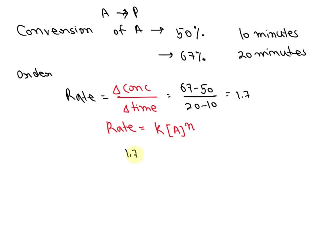 SOLVED: A homogeneous reaction (A→P) occurs in a batch reactor. The ...