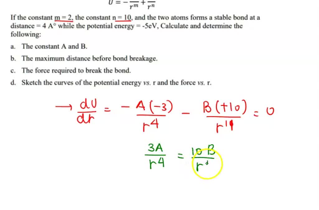 SOLVED: A potential energy versus distance curve for a typical bond is ...