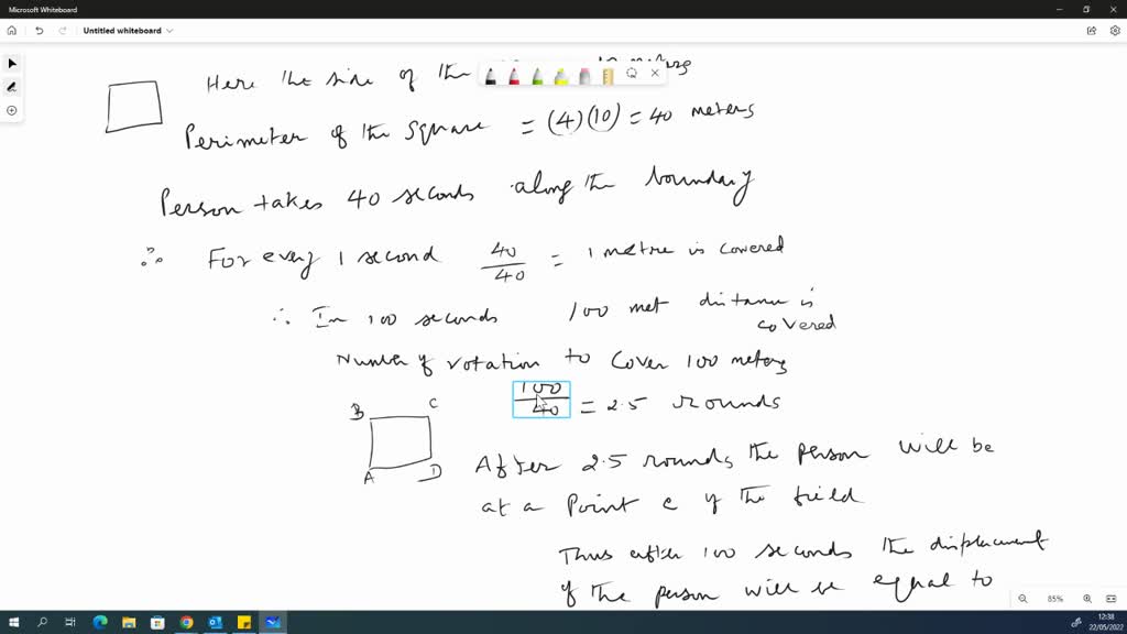 SOLVED: A person moves along the boundary of a square park of side 10 m ...