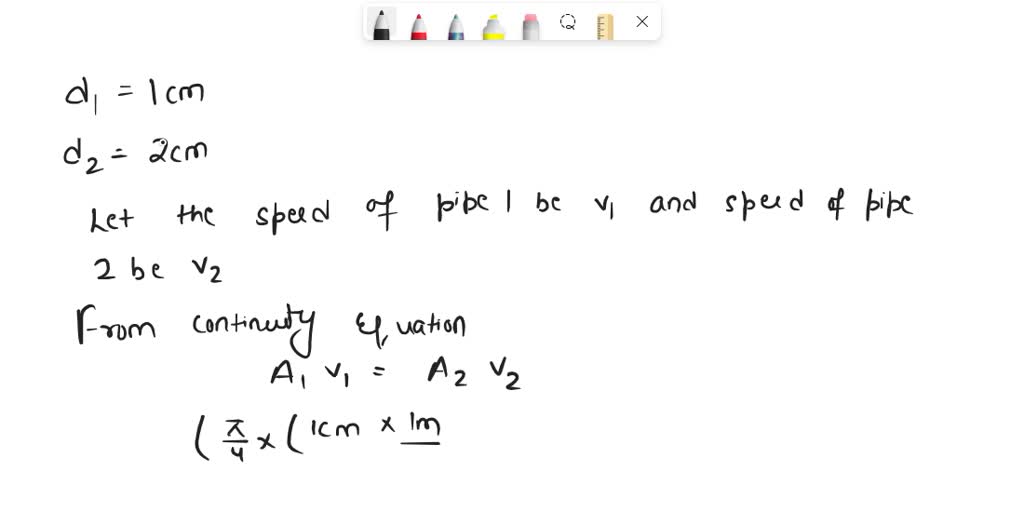 SOLVED: Water flows through a 1 cm diameter pipe connected to a 2 cm ...