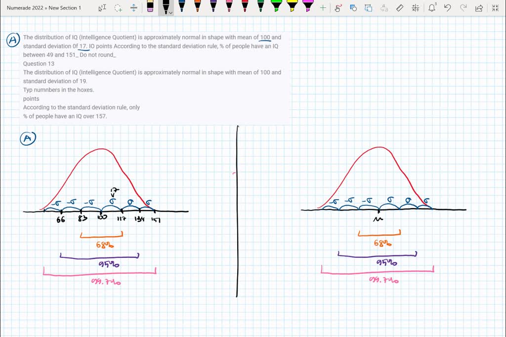 SOLVED: Type numbers in the boxes. The distribution of IQ (Intelligence ...