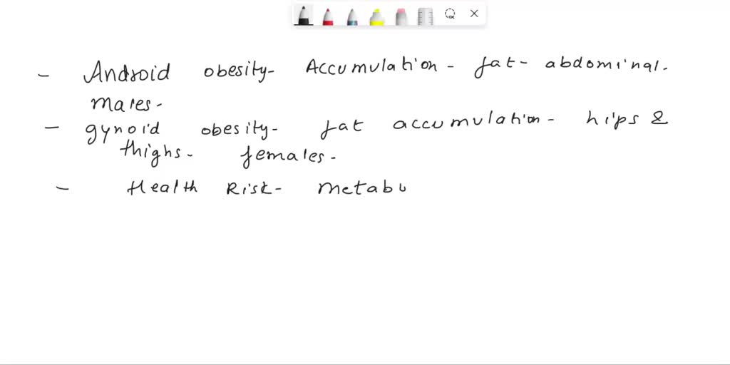 SOLVED: What is android obesity? What is gynoid obesity? Why are these ...