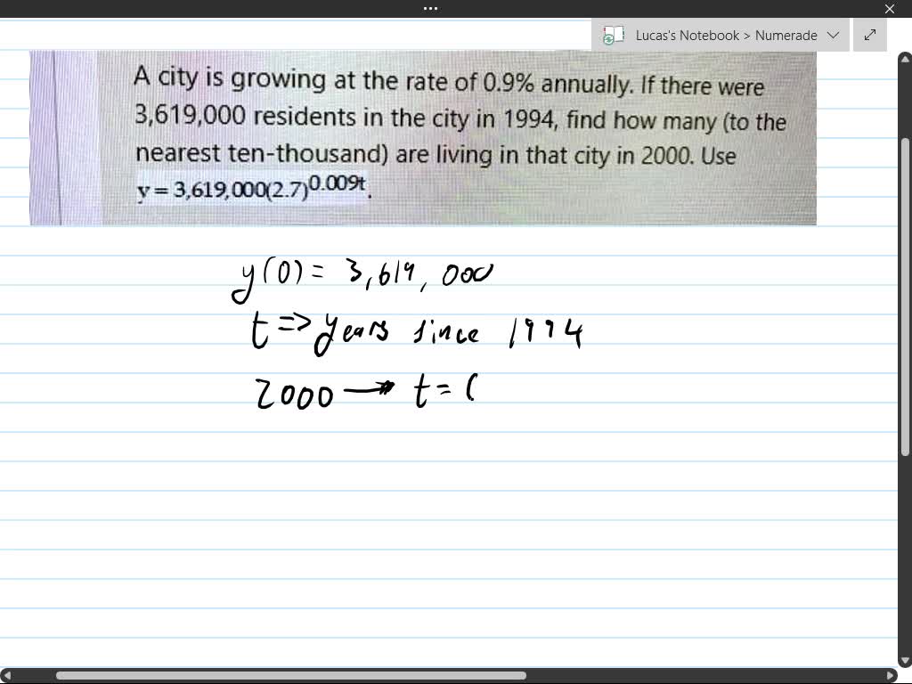 SOLVED: A city is growing at the rate of 0.3% annually. If there were ...