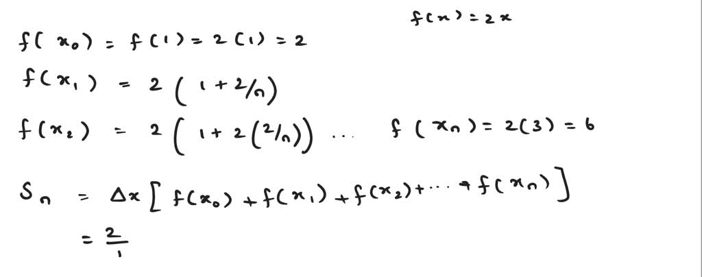 Solved For The Function Given Below Find Formula For The Riemann Sum Obtained By Dividing The 