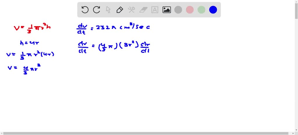 SOLVED: The volume of a conical pile of sand is increasing at a rate of ...