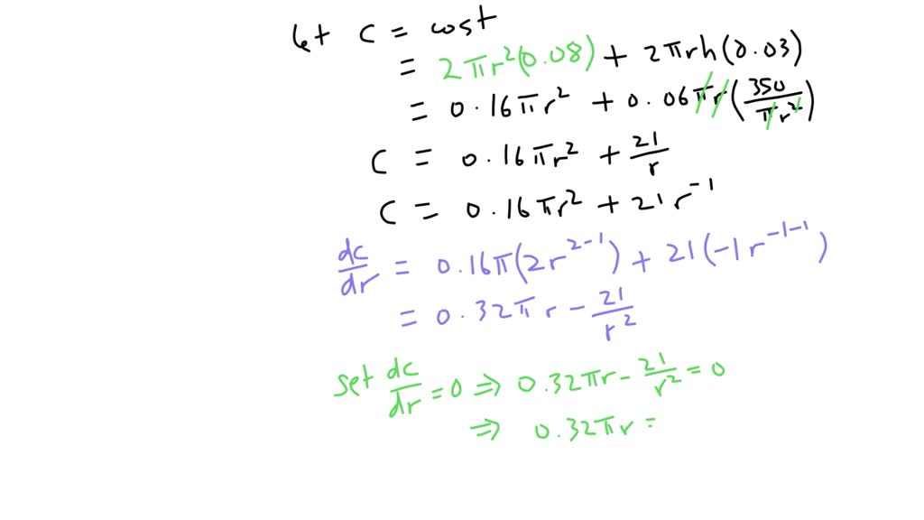 SOLVED: A cylinder-shaped can needs to be constructed to hold 300 cubic ...
