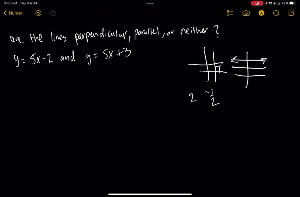 SOLVED: Consider the following two lines. Line 1: 5x+6y=12 Line 2: y=6/5x-1 The slope of Line 1 ...
