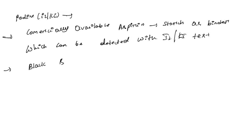 SOLVED: The iodine (I2/KI) test is used in the acetylsalicylic acid ...