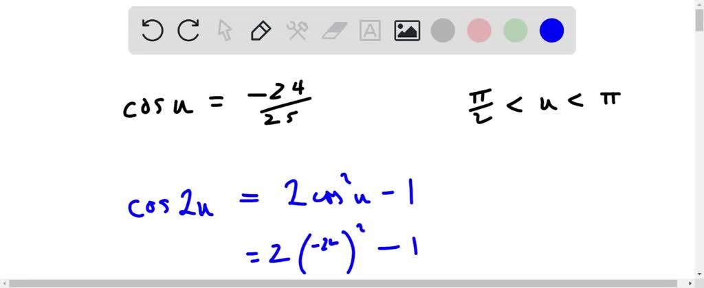 SOLVED: Find the exact values of cos 2u using the double-angle formulas ...