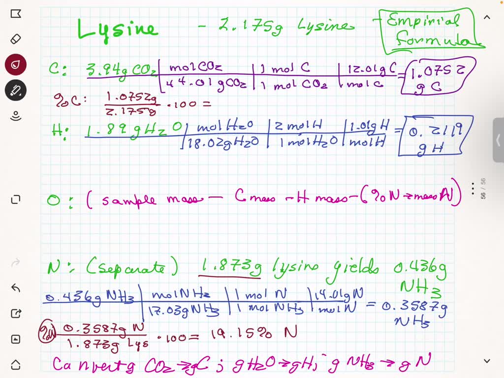 SOLVED: Lysine, an essential amino acid in the human body, contains C ...