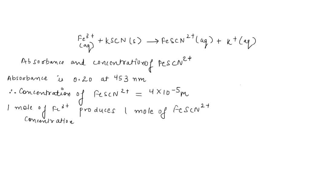 SOLVED: Fe2+ (aq) + KSCN(s) â†’ FeSCN2+ (aq) + K+(aq) To determine the ...