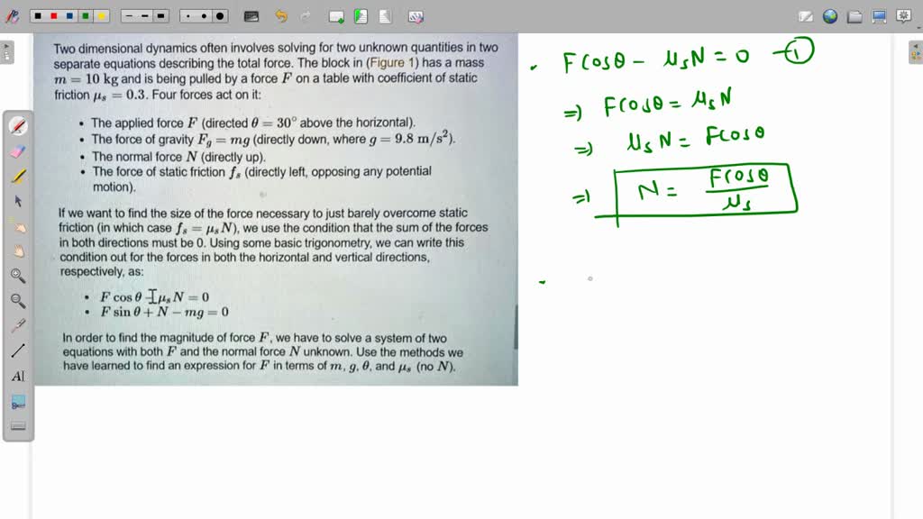 SOLVED: Two-dimensional dynamics often involves solving for two unknown ...