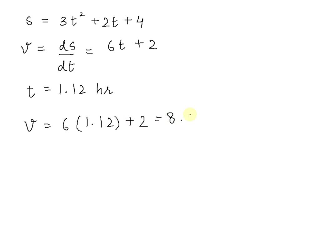 SOLVED: The distance traveled by a train is given by the equation: S ...