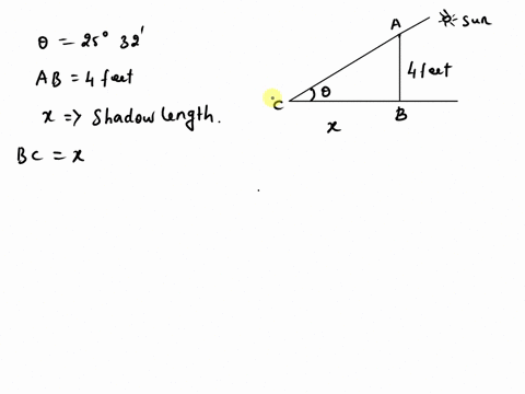 Calculate the shadow length of a 4-foot stick when the angle...