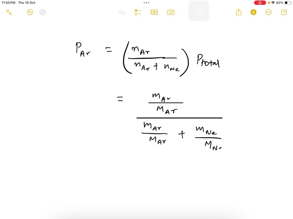 SOLVED: A gas mixture, with a total pressure of 300. torr, consists of equal masses of Ne ...