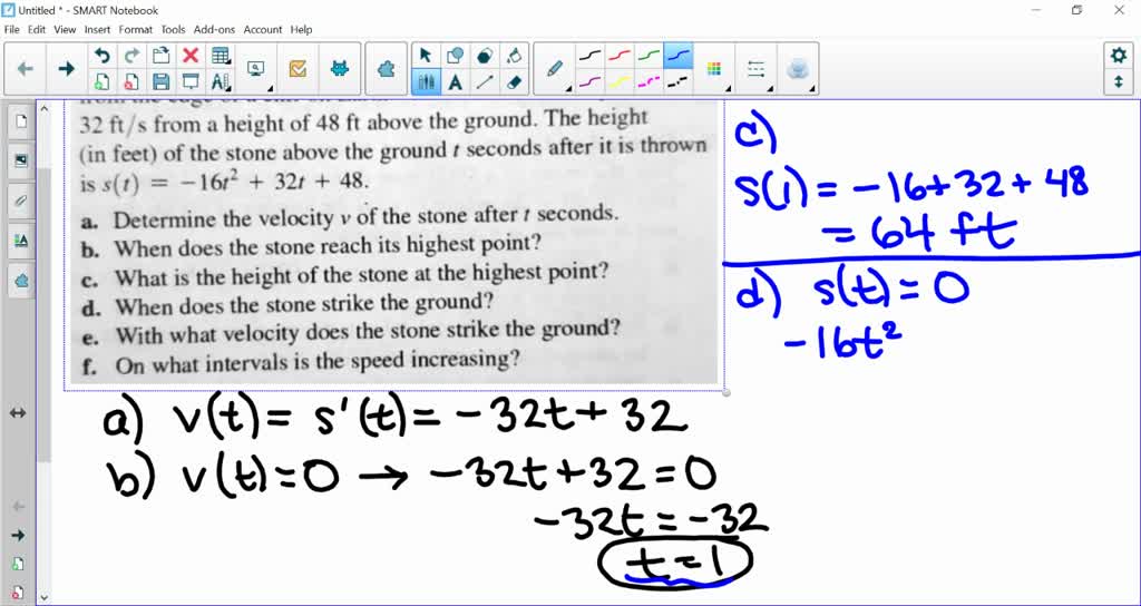 SOLVED: 23. Throwing a stone Suppose stone is thrown vertically upward ...