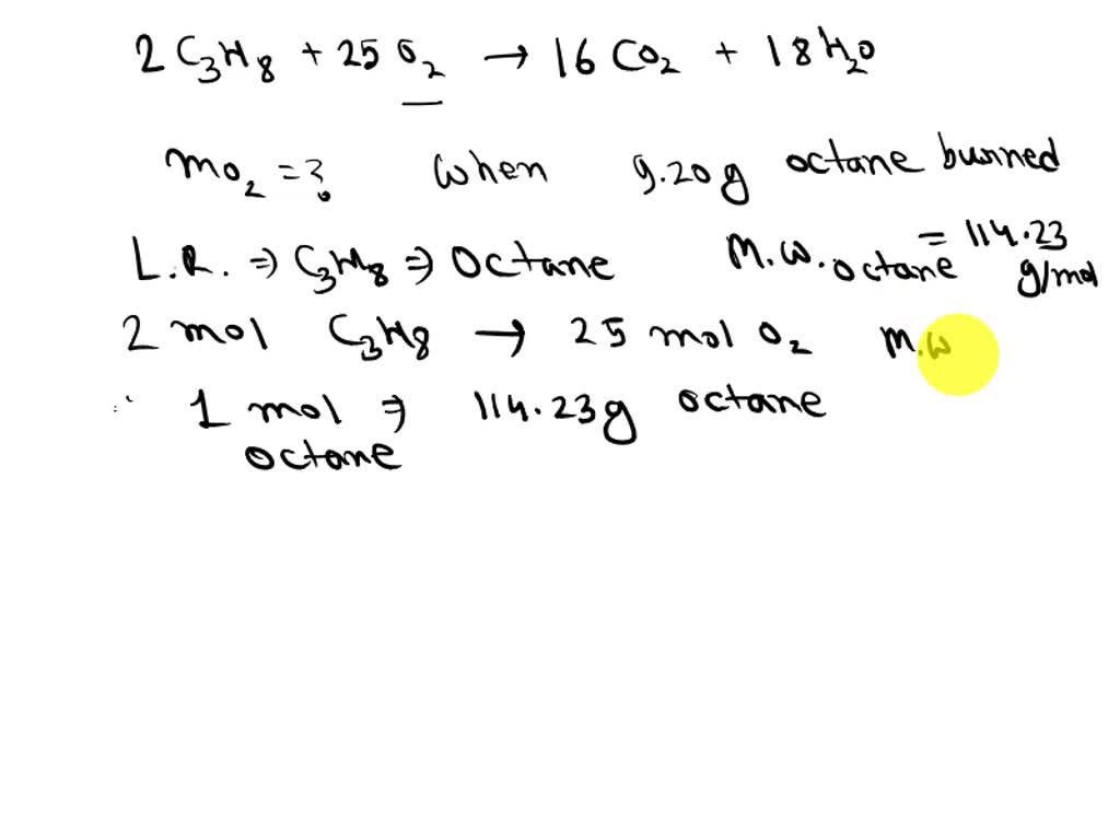 SOLVED: A major component of gasoline is octane C8H18 . When octane is burned in air, it ...