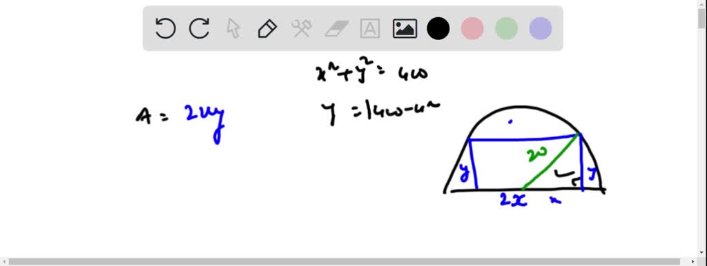 SOLVED: A rectangle is constructed with its base on the diameter of a semicircle with radius 19 ...