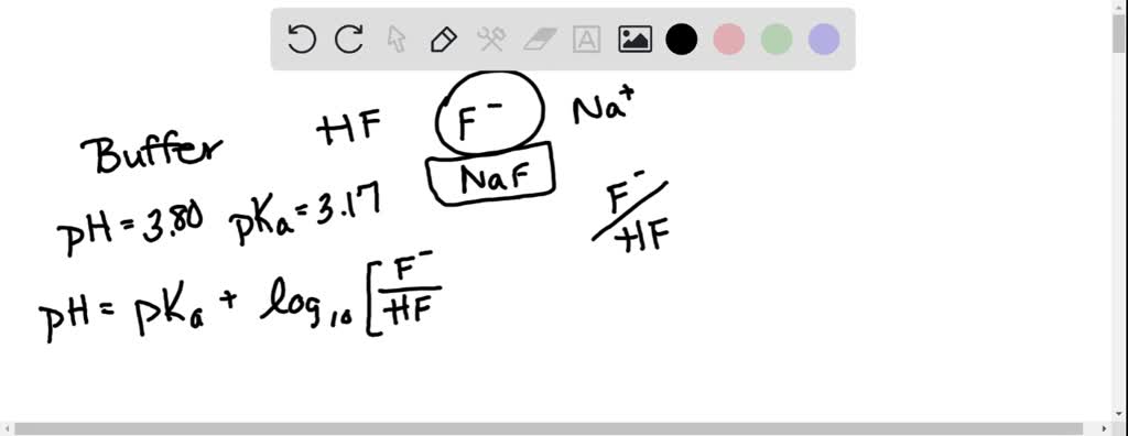 SOLVED: Calculate the ratio of NaF' to HF required to create a buffer with pH = 3.80. For HF ...