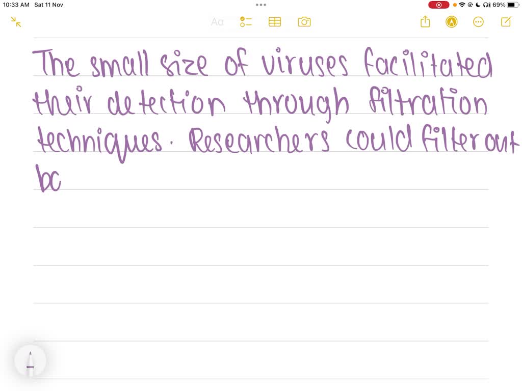 is "Early work using filters demonstrated that viruses are smaller than ...