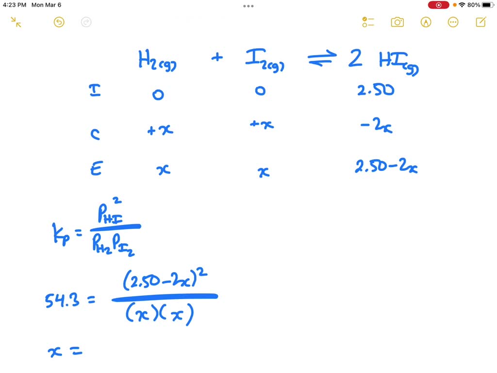 SOLVED: The equilibrium constant (KP) for the reaction H2(g) + I2(g) ⇌ ...