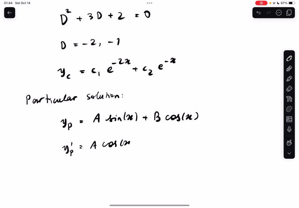 Find the solution to the second-order non-homogeneous linear differential equation using the ...