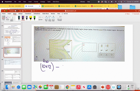 A right triangle is removed from a rectangle to create the...