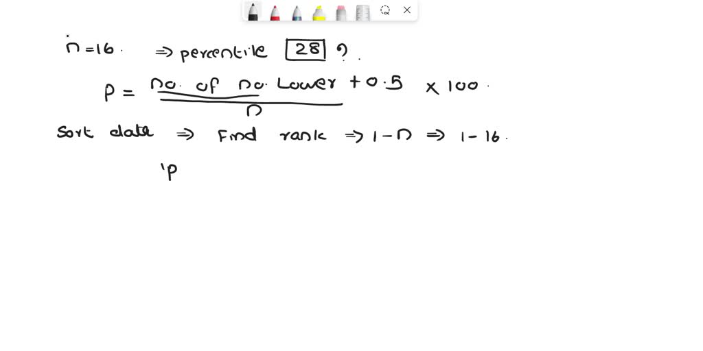 SOLVED: 'Find the percentile for the data value: 7) Data set: 122 134 126 120 128 130 120 118 ...