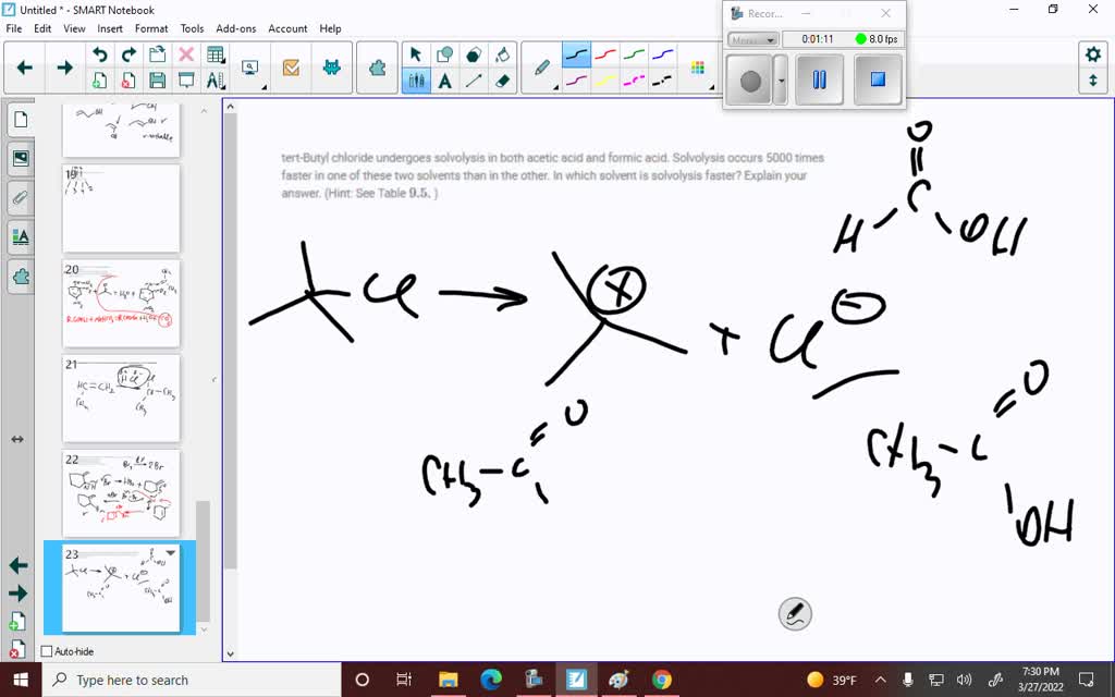 Solved For Sn1 Solvolysis Of T Butyl Chloride Rank The Solvents Fromfastest Reaction To
