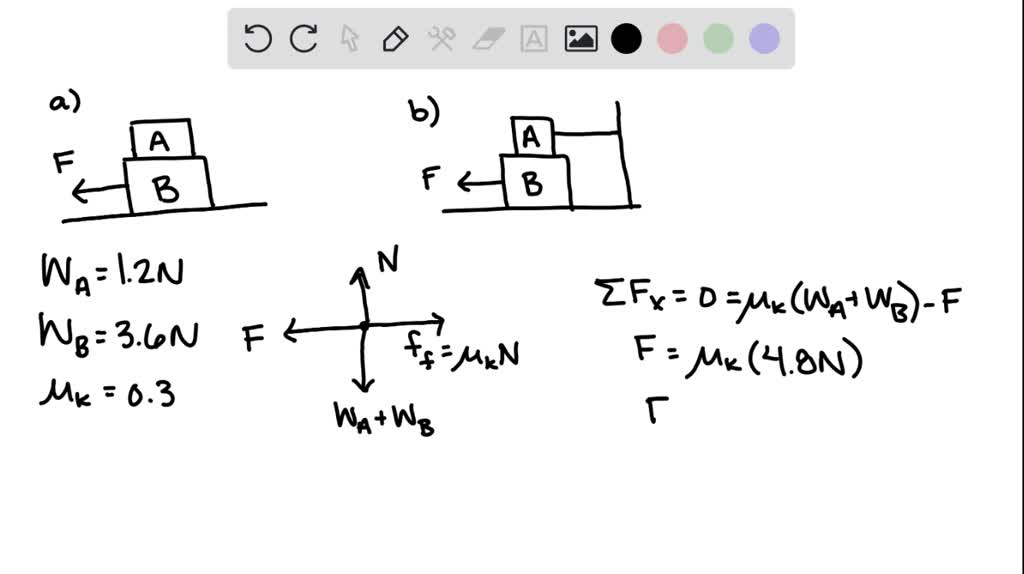 SOLVED: Block A in Fig. 5.64 weighs 1.20 N and block B weighs 3.60 N ...