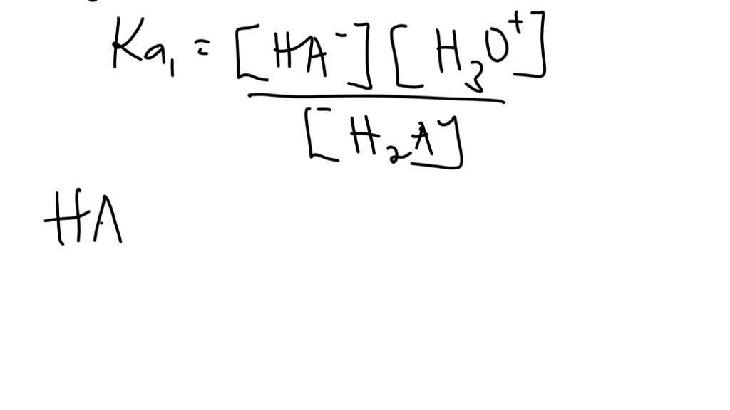 SOLVED: In a 0.20 M solution of a diprotic acid H2A (Ka1 = 1.3 * 10^-5 ...