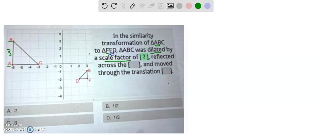 SOLVED: Similarity Transformations In the similarity transformation of AABC to AFED; AABC was ...