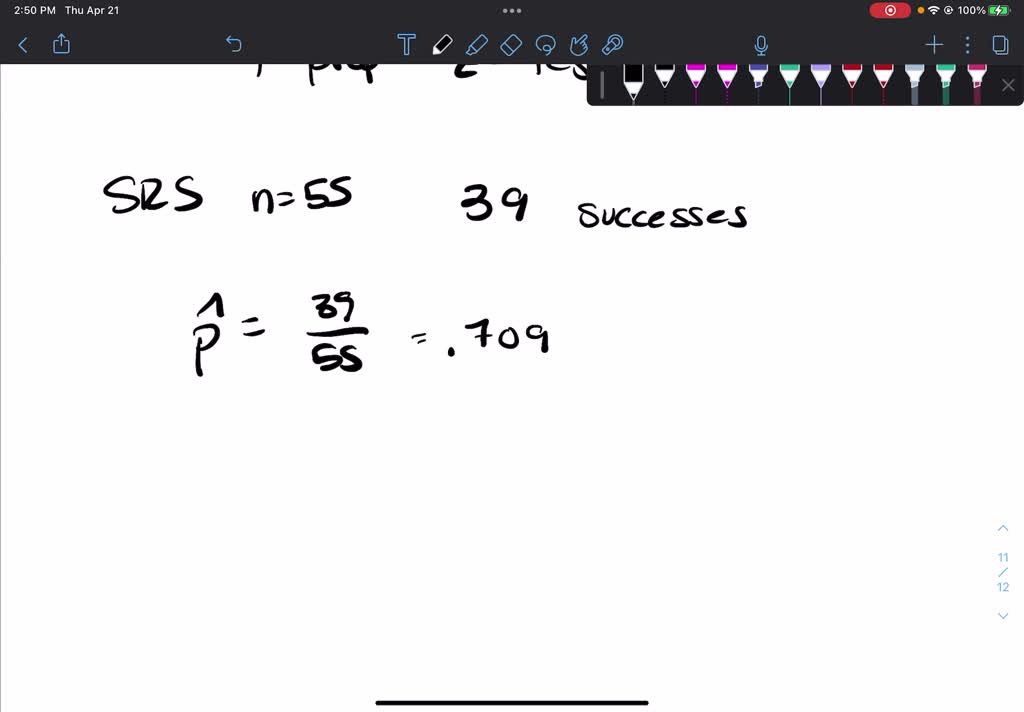 solved-in-simple-random-sample-of-size-54-there-were-38-individuals