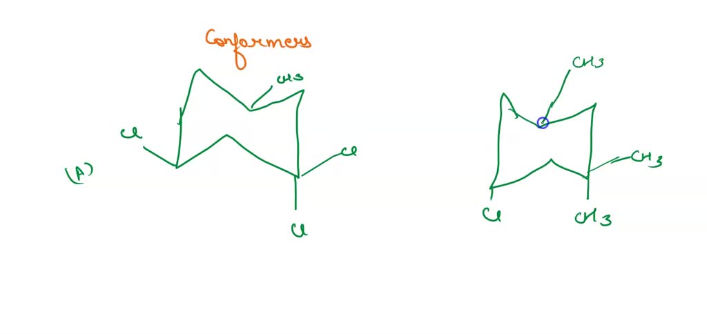 SOLVED: a) Draw the two ring flipped conformers of each molecule A and ...