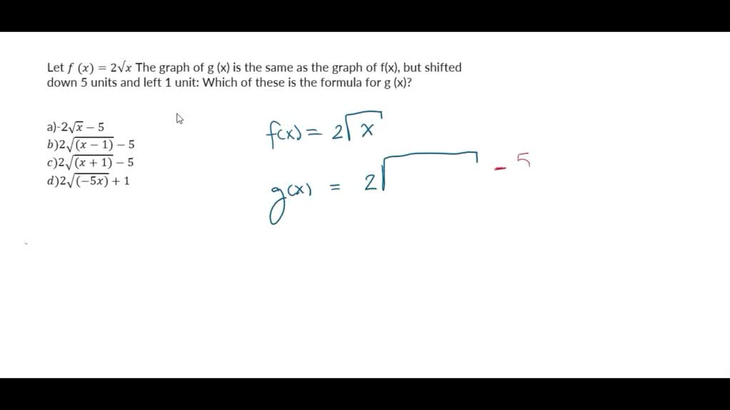 SOLVED: Let f (2) = 2V2. The graph of g ( ) is the same as the graph of ...