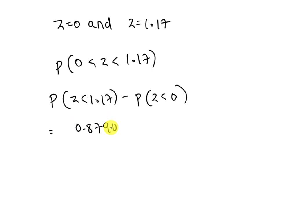 SOLVED: Find the area under the standard normal distribution curve between z=0 and z=1.17. Use ...