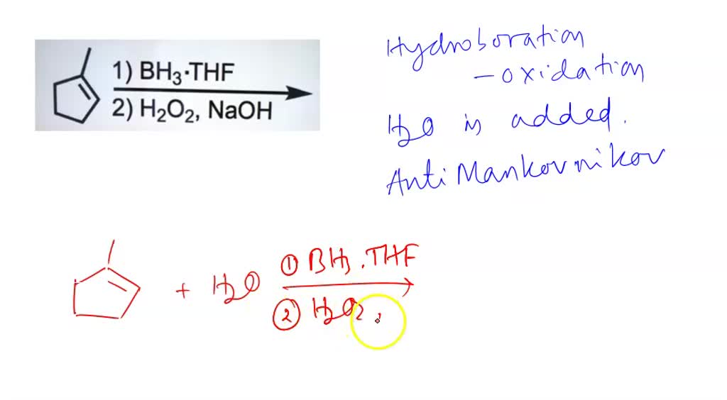SOLVED: Predict the product of the following hydroboration-oxidation reaction. 1. BH3-THF 2 ...