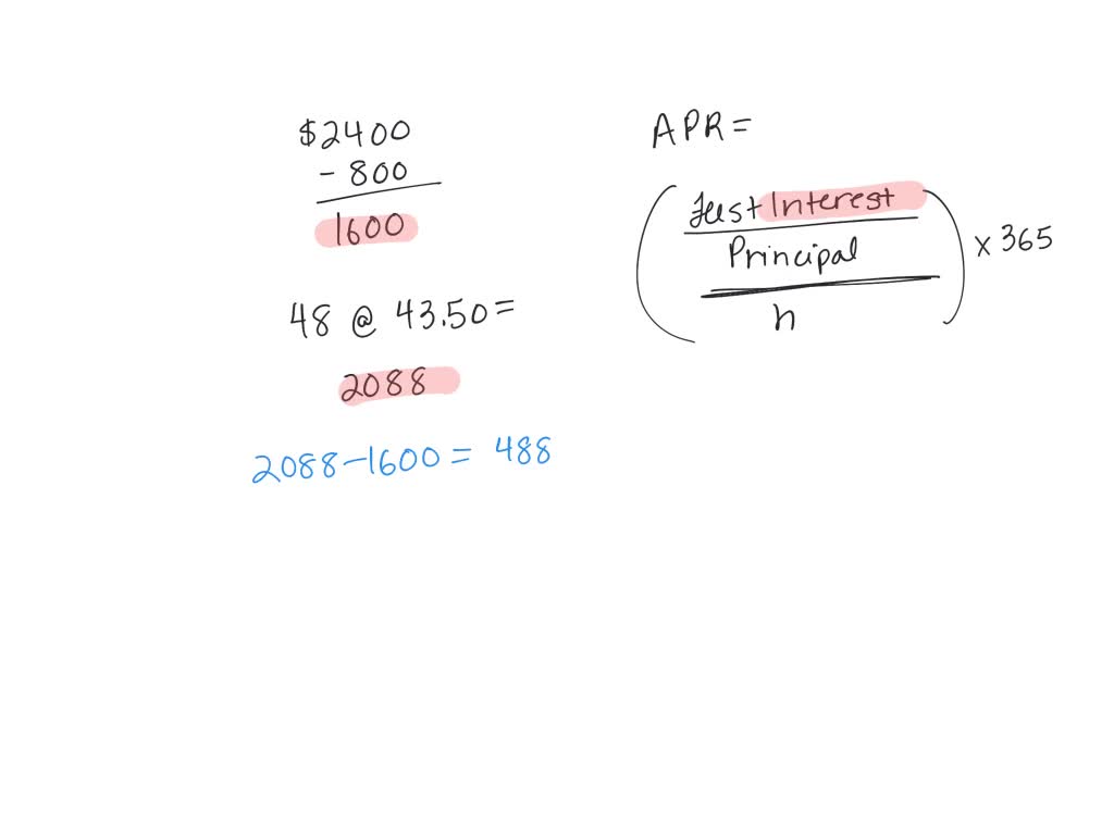 SOLVED: Tirn Houston purchased a MaMuil for 82,200. He made a800 down ...