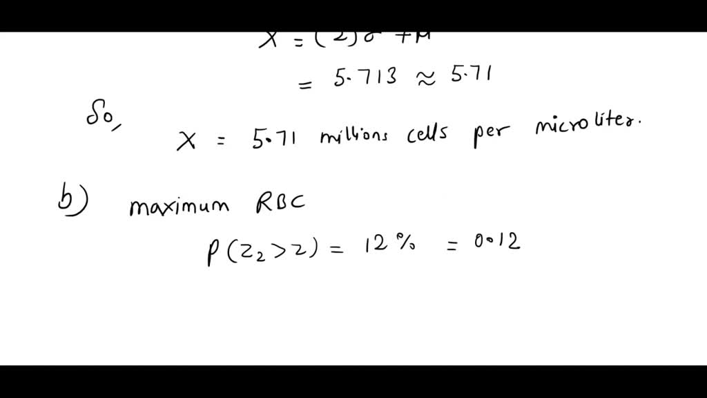SOLVED: The red blood cell counts (in millions of cells per microliter ...