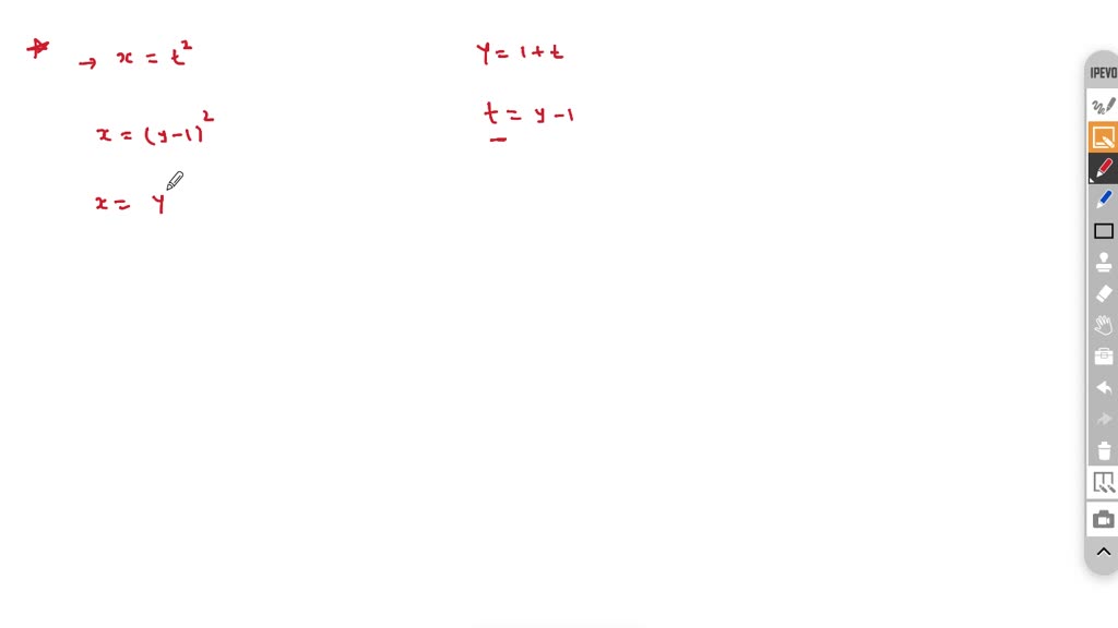 Solved Eliminate The Parameter To Find Cartesian Equation For Y 3 Lt The Resulting