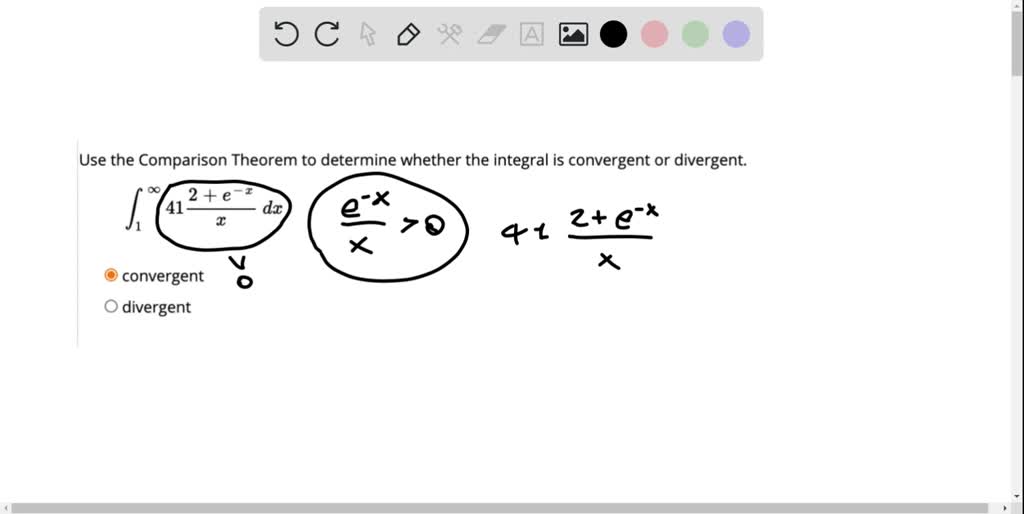 SOLVED:Use the Comparison Theorem to determine whether the integral is ...
