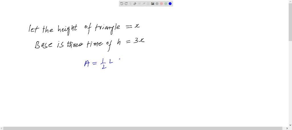 SOLVED: The area of a triangle is 27 square feet its height is three ...