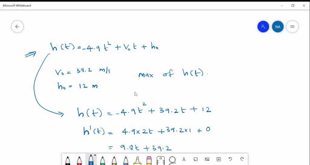 SOLVED: An object is launched vertically in the air at 39.2 meters per second from a 12-meter ...