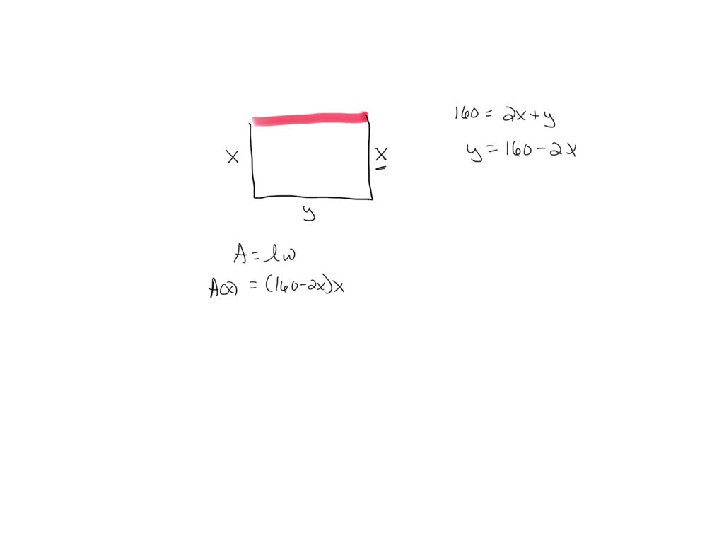 SOLVED: Leila has 160 meters of fencing and wishes to form three sides of a rectangular field ...