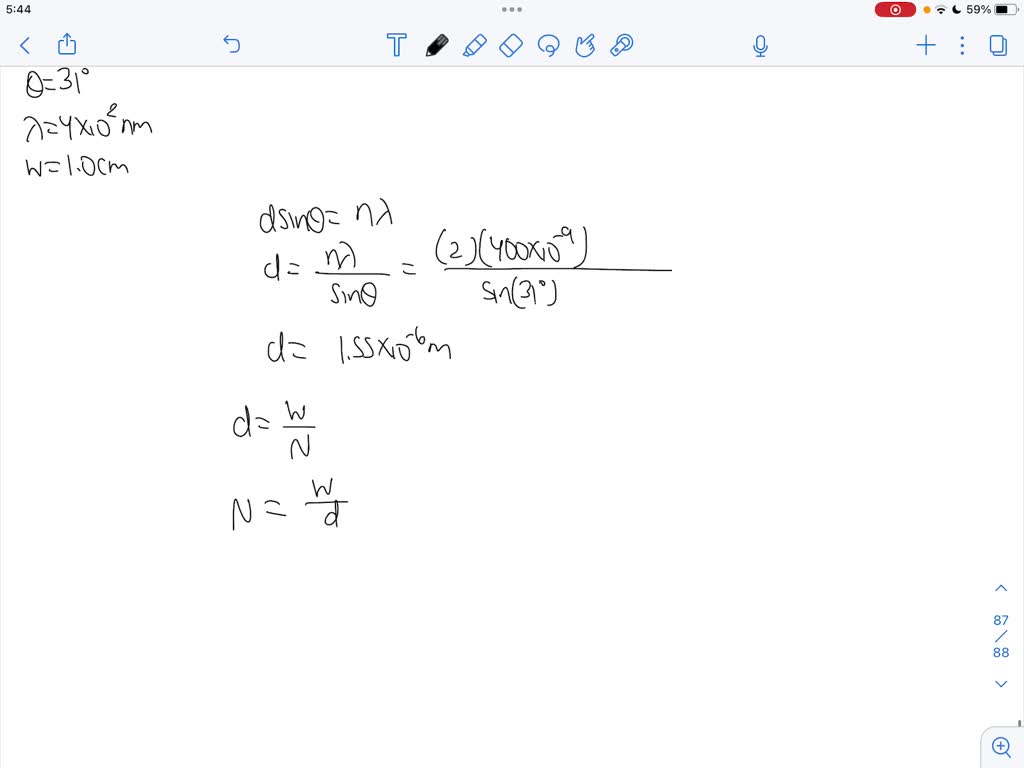 SOLVED: A diffraction grating gives a second-order maximum at as angle ...
