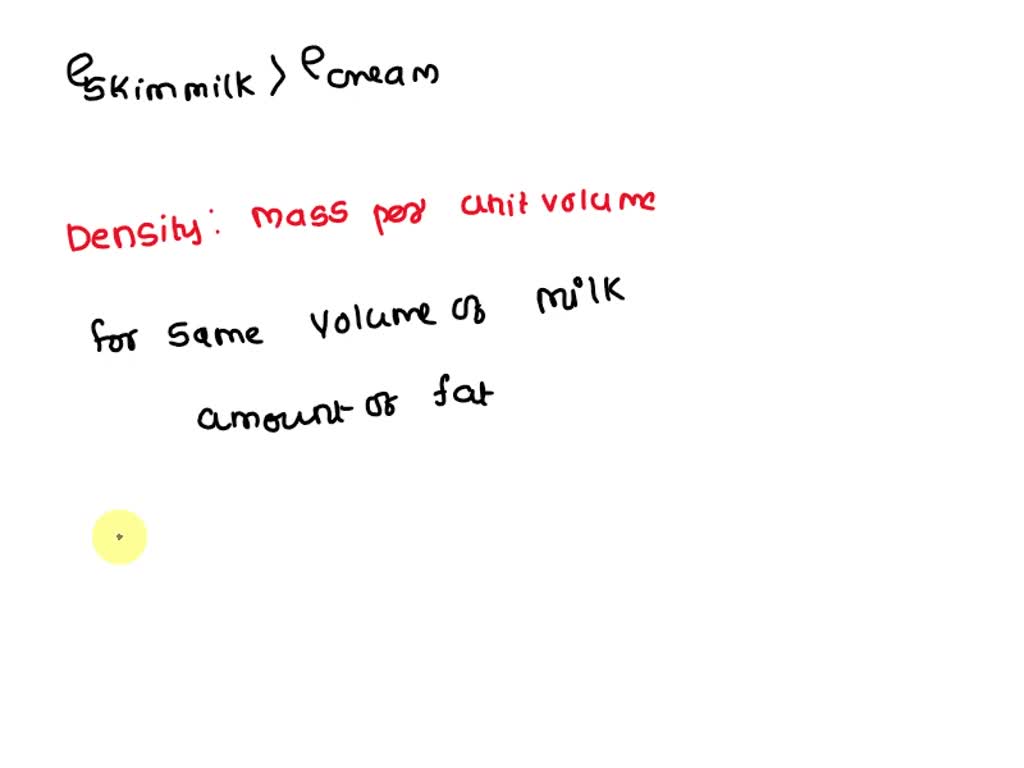 SOLVED: the density of skim milk is greater than heavy cream. what can ...